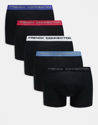 French Connection 5 pack cotton boxers in blue | ASOS