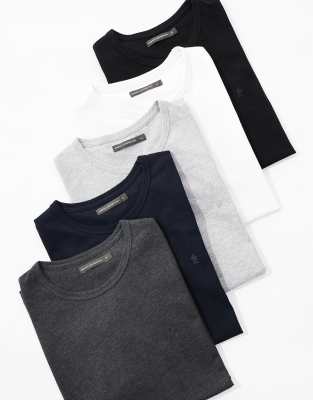 French Connection 5 pack cotton crew neck short sleeve t-shirts in grey ...