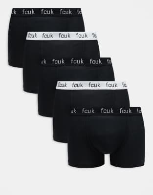 French Connection 5 pack fcuk cotton stretch boxers in white | ASOS
