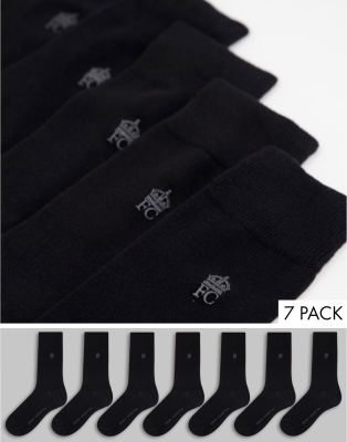 French Connection 7 pack socks in black | ASOS