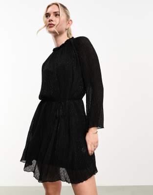 French Connection Chiffon Mini Swing Dress In Black | ModeSens