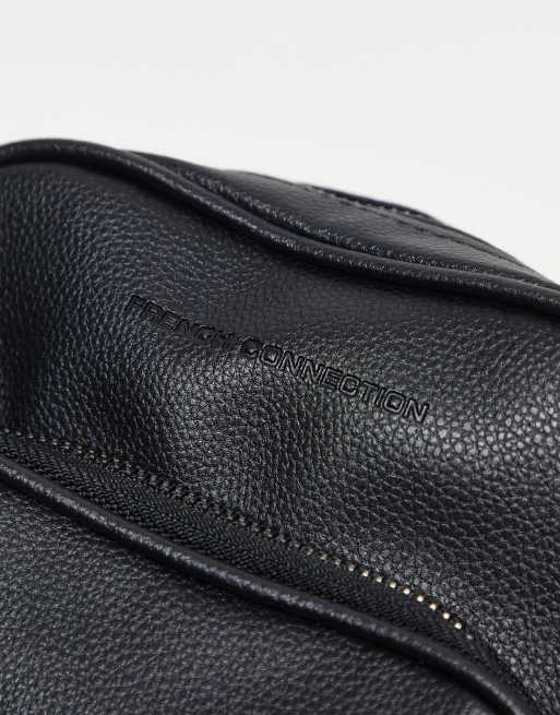 French Connection classic faux leather flight bag in black | ASOS