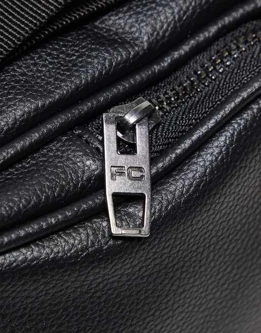 French Connection classic faux leather flight bag in black | ASOS