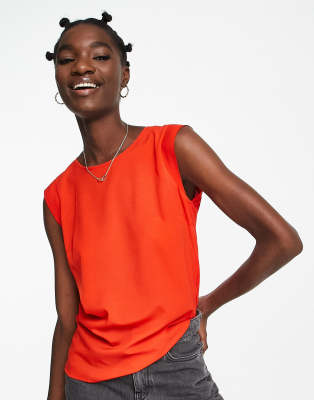French Connection crepe light capped sleeve T-shirt in red | ASOS