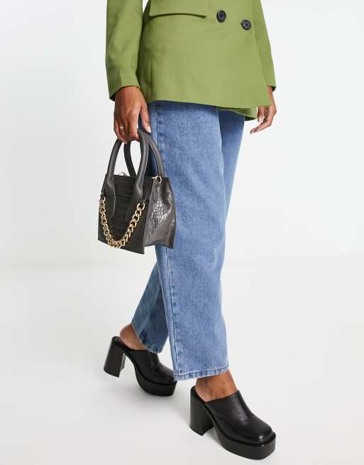 French Connection croc emboss mini bag in black | ASOS