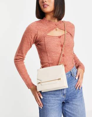 French Connection crossbody with bar detail bag in stone | ASOS