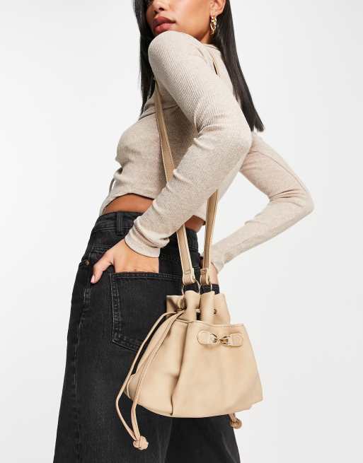 French Connection drawstring pouch bag in sand | ASOS