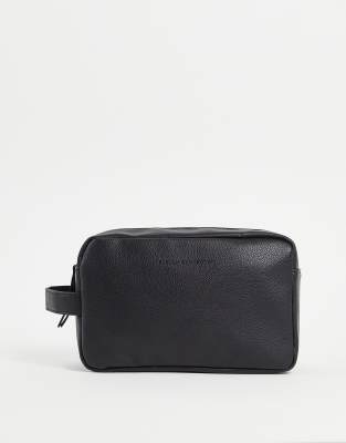 French Connection embossed logo washbag in black | ASOS