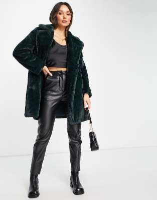 French Connection faux fur coat in black | ASOS