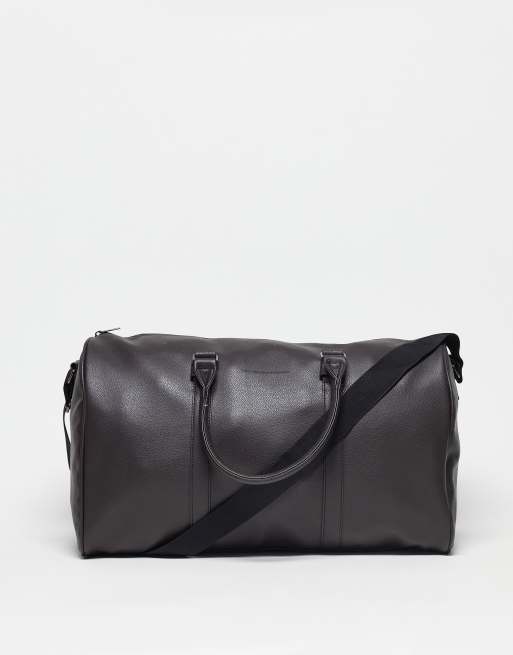 French Connection faux leather weekend holdall bag in brown | ASOS