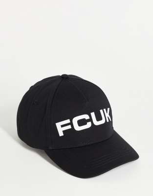 French Connection FCUK logo cap in black | ASOS