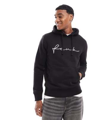 French Connection FCUK script logo overhead hoodie in black | ASOS