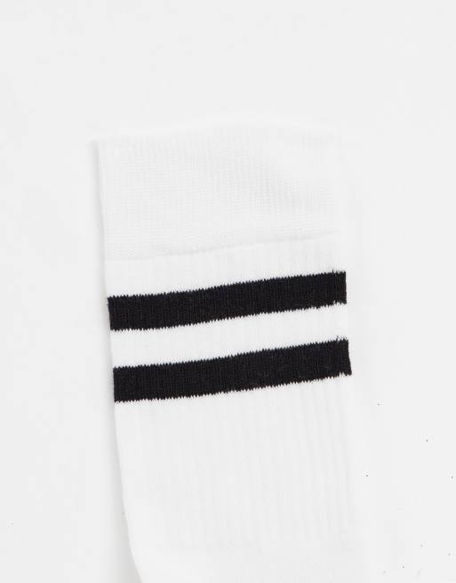 French Connection FCUK sports socks 3 pack in white with black stripe ...