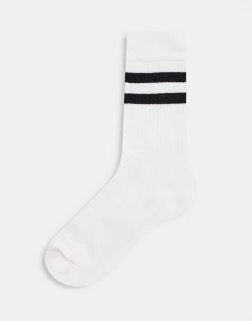 French Connection FCUK sports socks 3 pack in white with black stripe ...