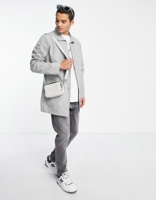 French Connection funnel neck coat in grey | ASOS