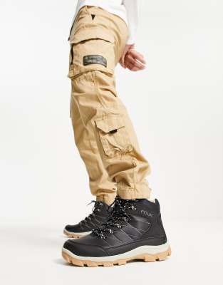 French Connection hike boots in charcoal | ASOS