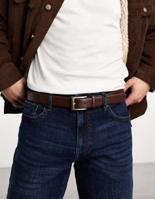 French Connection leather belt in brown | ASOS