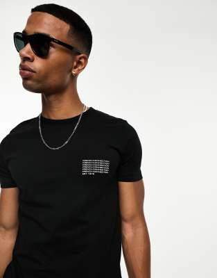 French Connection logo print t-shirt in black | ASOS