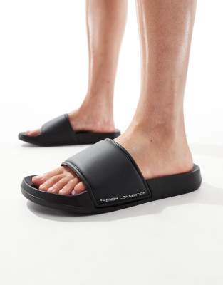 French Connection logo sliders in black | ASOS