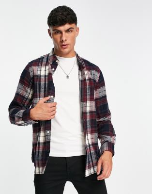 French Connection long sleeve multi check flannel shirt in chateaux | ASOS