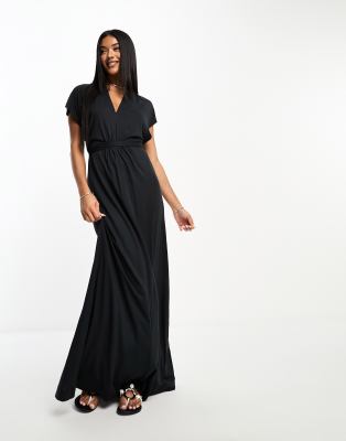 French Connection - Maxi jurk van jersey met V-hals in zwart | ASOS