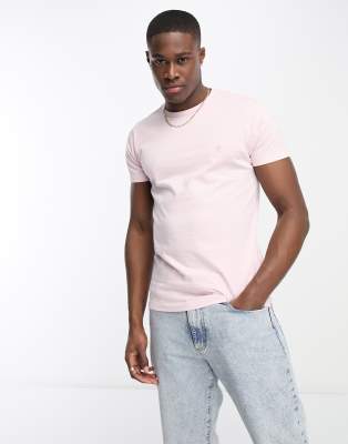 French Connection micro stripe t-shirt in pink | ASOS