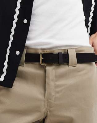French Connection perforated leather belt in black | ASOS