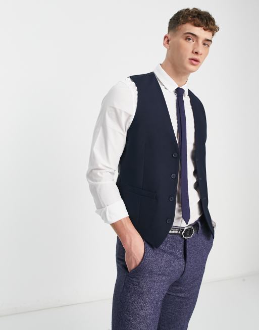 French Connection plain slim fit suit waistcoat in navy | ASOS