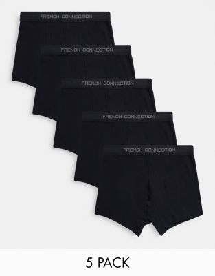 French Connection Plus 5 pack boxers in black | ASOS