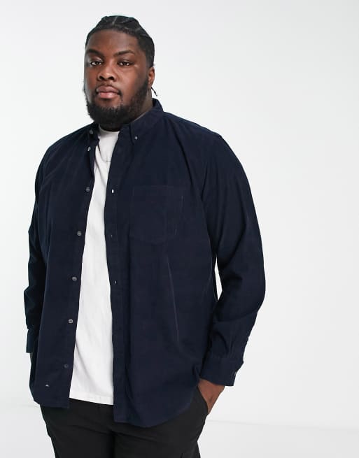 French Connection Plus long sleeve cord shirt in navy | ASOS
