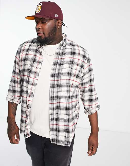 French Connection Plus long sleeve multi plaid flannel shirt in ecru | ASOS