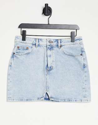 French Connection poppie denim mini skirt in mid blue | ASOS