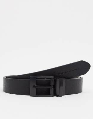 French Connection reversible square buckle leather belt in Black and ...