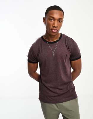 French Connection ringer t-shirt in burgundy mel | ASOS