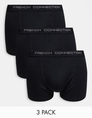 French Connection - Set van 3 boxershorts in zwart | ASOS