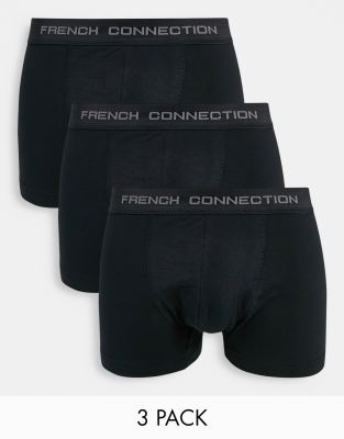 French Connection - Set van 3 boxershorts in zwart | ASOS