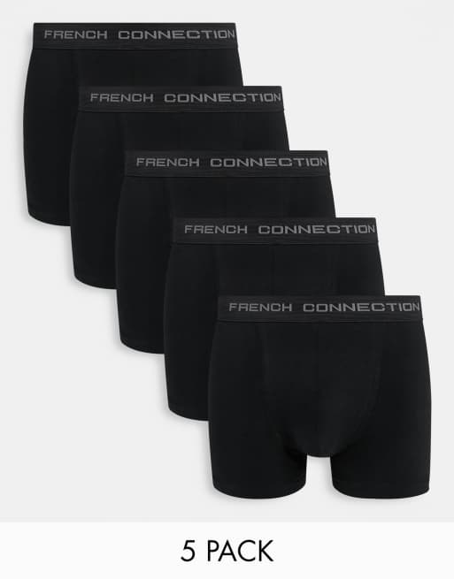 French Connection - Set van 5 boxershorts in zwart | ASOS