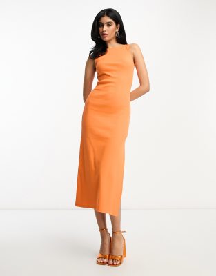 French Connection sleeveless midi vest dress in orange | ASOS