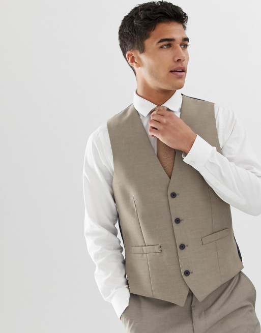 French Connection slim fit brown plain suit | ASOS