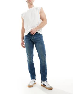 French Connection slim leg jeans in mid wash blue | ASOS