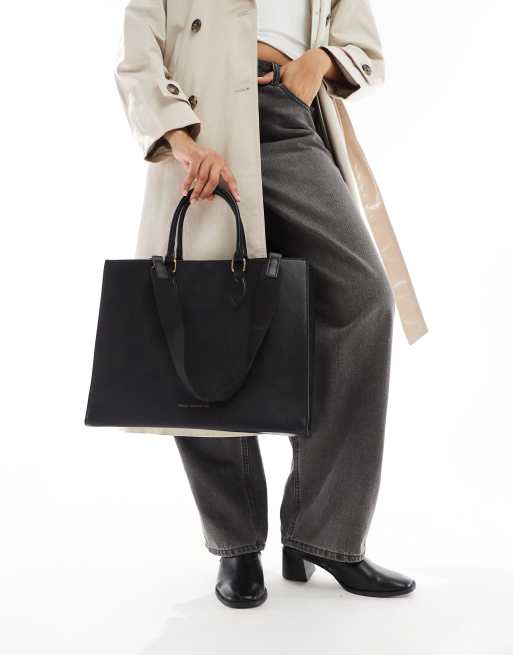 French Connection square tote bag in black | ASOS
