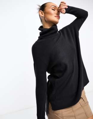 French Connection step hem cowl neck jumper in navy | ASOS