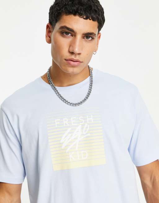 Fresh Ego Kid logo print t-shirt in chambray blue | ASOS