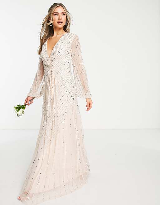 Frock And Frill - Bruidsmeisjes - Diepuitgesneden lange jurk met ... Frock And Frill - Bruidsmeisjes - Diepuitgesneden lange jurk met ...