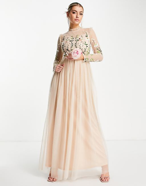 Frock And Frill - Bruidsmeisjes - Lange jurk met geplooide rok en ... Frock And Frill - Bruidsmeisjes - Lange jurk met geplooide rok en ...