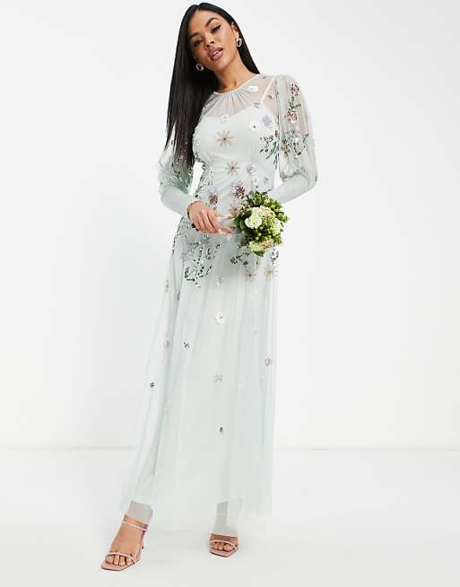 Frock And Frill - Bruidsmeisjes - Lange smockjurk met versierde details ... Frock And Frill - Bruidsmeisjes - Lange smockjurk met versierde details ...