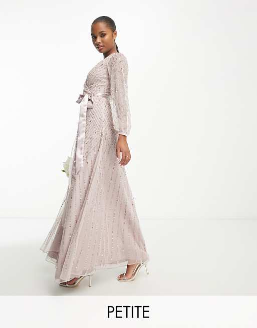 Frock and Frill Petite Bridesmaid – Szarobeżowa, kopertowa sukienka ... Frock and Frill Petite Bridesmaid – Szarobeżowa, kopertowa sukienka ...