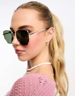 Gafas de sol doradas redondeadas extragrandes de AJ Morgan | ASOS
