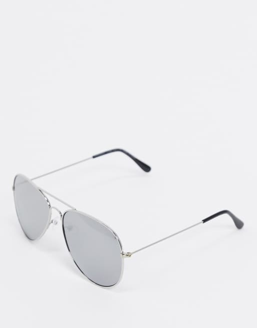 Gafas de sol estilo aviador clásicas con montura plateada de SVNX | ASOS