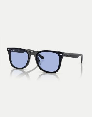 Gafas de sol negras con montura rectangular y lentes azules RB4420 de ...